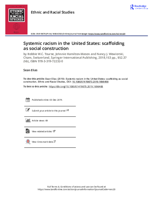 (PDF) Systemic racism in the United States: scaffolding as social ...