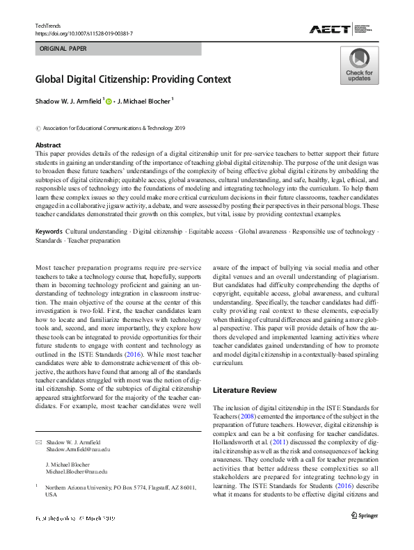 (PDF) Global Digital Citizenship: Providing Context