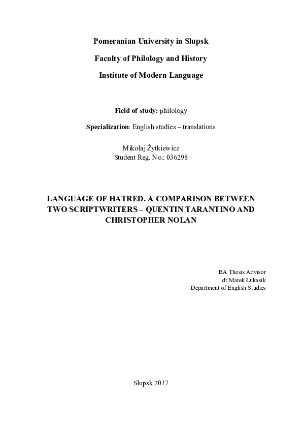 Pdf Language Of Hatred A Comparison Between Two Scriptwriters