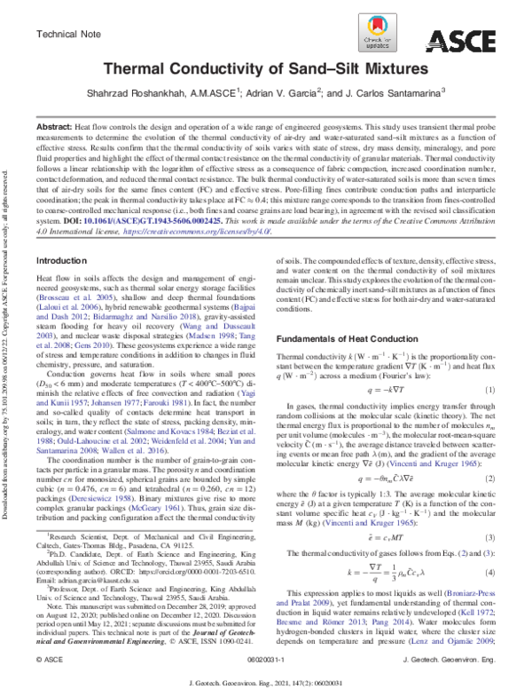 (PDF) Thermal Conductivity of Sand–Silt Mixtures