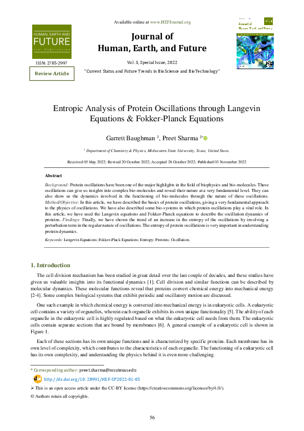 (PDF) Entropic Analysis of Protein Oscillations through Langevin ...