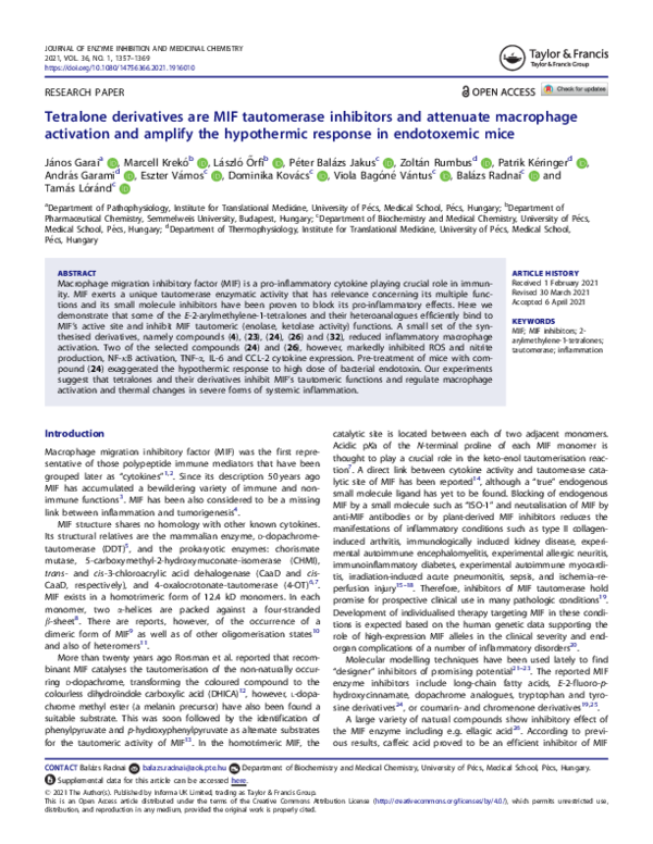 (PDF) Tetralone derivatives are MIF tautomerase inhibitors and ...