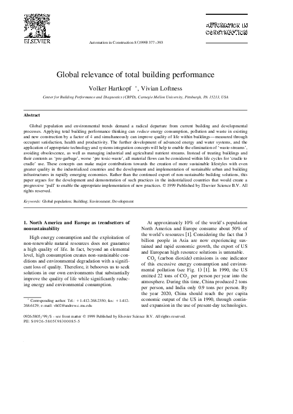 (PDF) Global relevance of total building performance