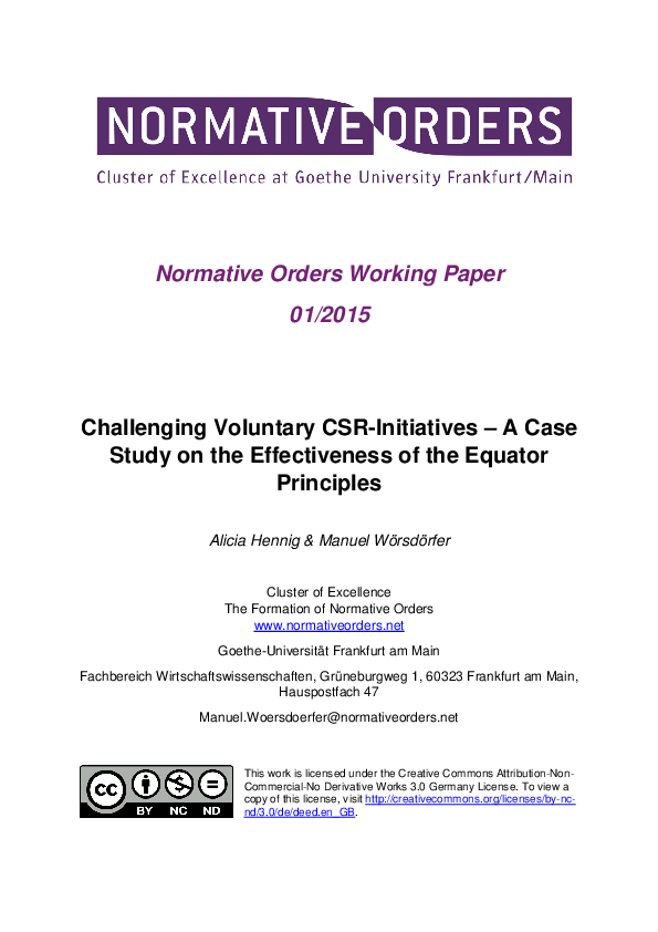 (PDF) Challenging Voluntary CSR-Initiatives A Case Study on the ...