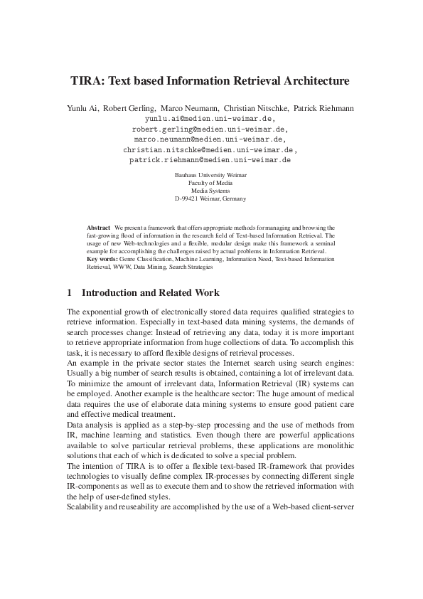 Pdf Tira Text Based Information Retrieval Architecture 2616