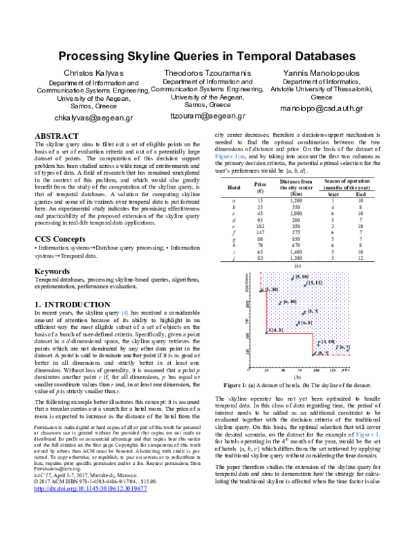Pdf Processing Skyline Queries In Temporal Databases