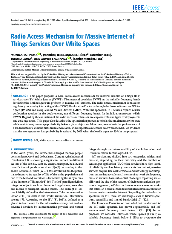 (PDF) Radio Access Mechanism for Massive Internet of Things Services ...