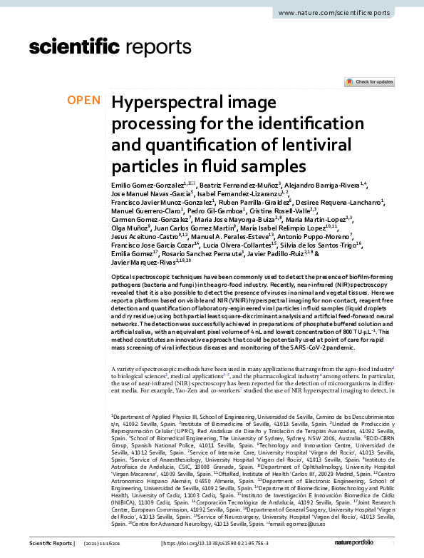 (PDF) Hyperspectral image processing for the identification and quantification of lentiviral ...