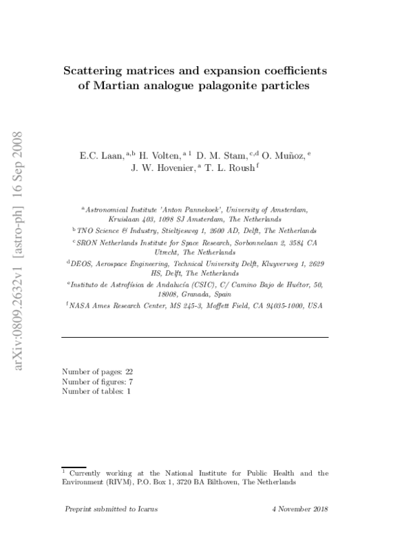 (PDF) Scattering matrices and expansion coefficients of martian analogue palagonite particles