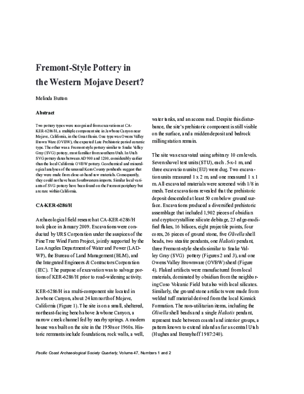(PDF) Fremont-Style Pottery in the Western Mojave Desert