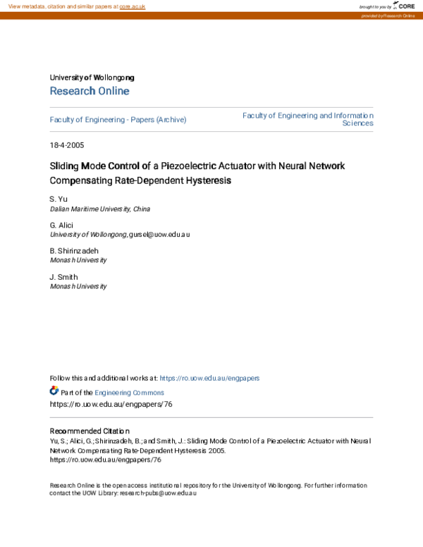 (PDF) Sliding mode control of a piezoelectric actuator with neural network compensating rate ...