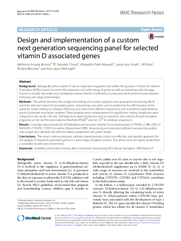 (PDF) Design and implementation of a custom next generation sequencing ...