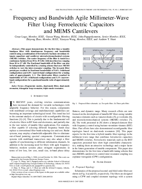 (PDF) Frequency and Bandwidth Agile Millimeter-Wave Filter Using ...