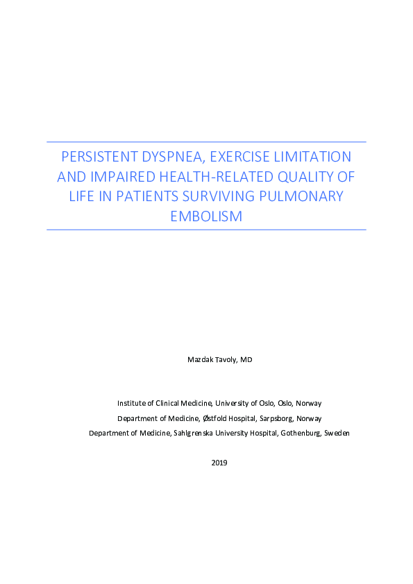 (PDF) The impact of post-pulmonary embolism syndrome and its possible ...