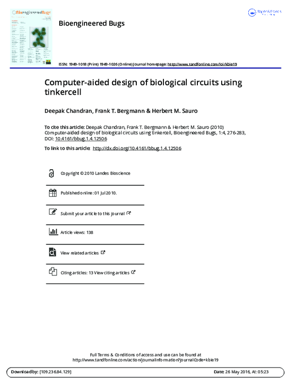 (PDF) Computer-aided design of biological circuits using tinkercell