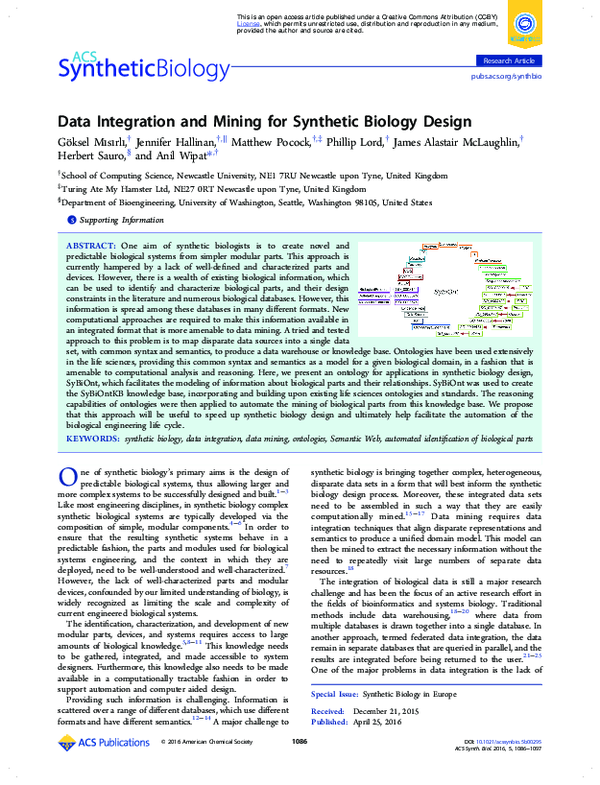(PDF) Data Integration and Mining for Synthetic Biology Design