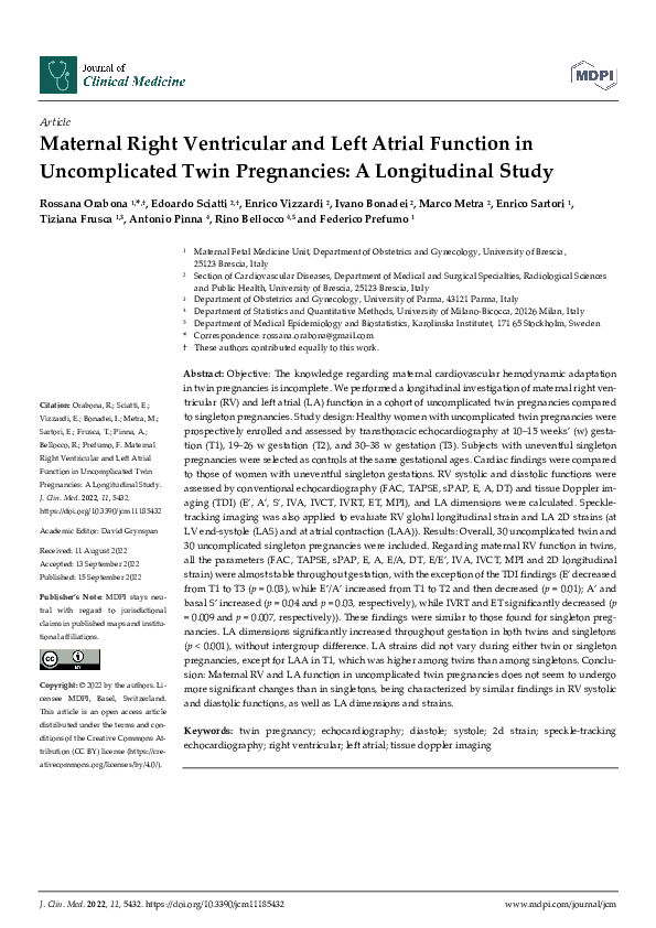 (PDF) Maternal Right Ventricular and Left Atrial Function in ...