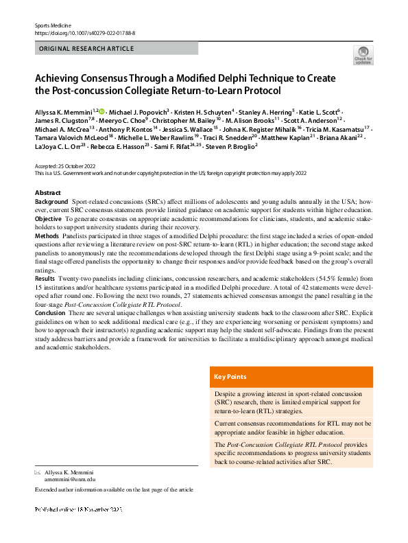 (PDF) Achieving Consensus Through a Modified Delphi Technique to Create ...