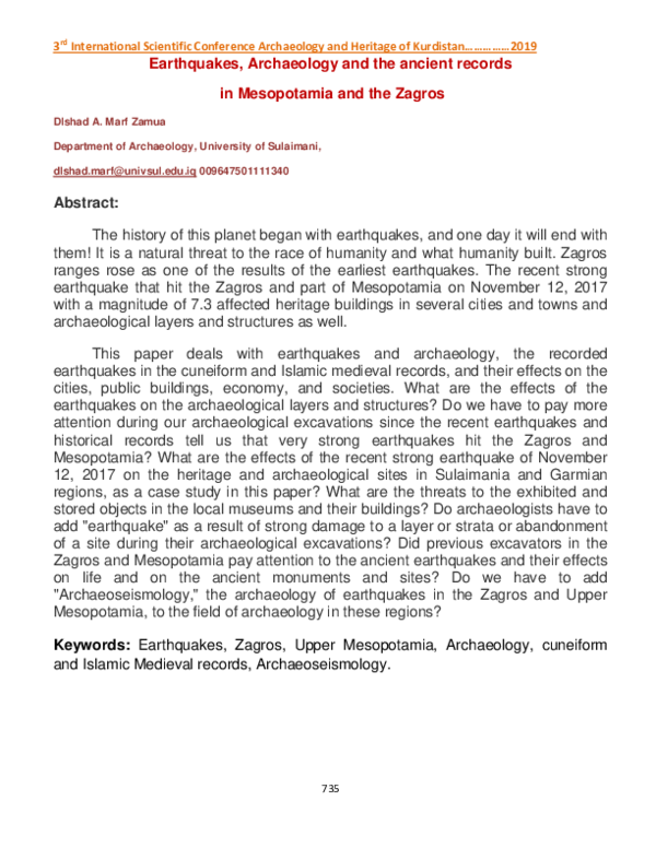 (PDF) Earthquakes, Archaeology and the ancient records in Mesopotamia ...