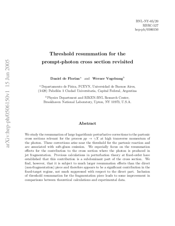 (PDF) Threshold resummation for the prompt-photon cross section revisited