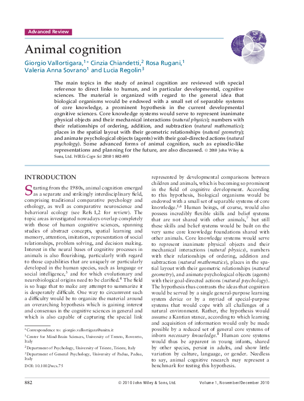 (PDF) Animal cognition