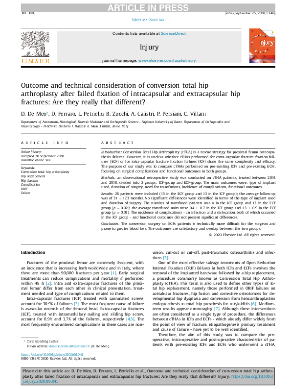 (PDF) Outcome and technical consideration of conversion total hip ...