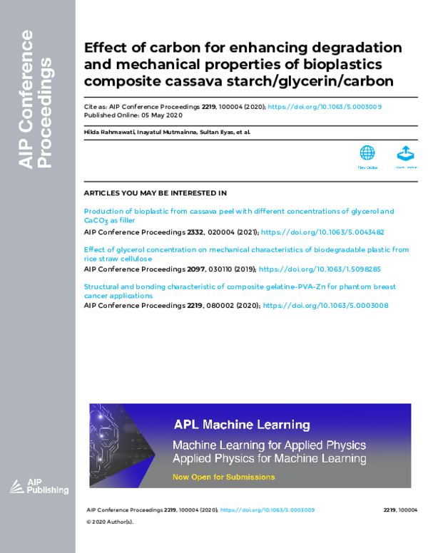 (PDF) Effect of carbon for enhancing degradation and mechanical properties of bioplastics ...