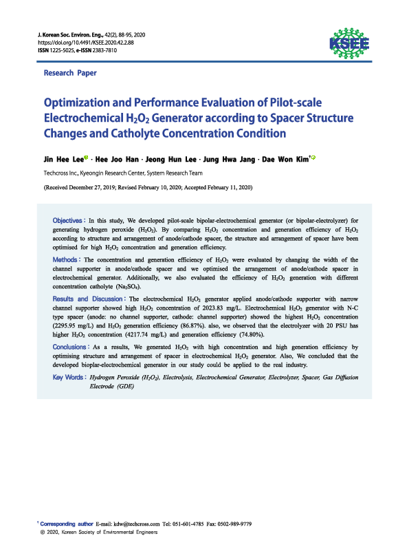 (PDF) Optimization and Performance Evaluation of Pilot-scale Electrochemical H2O2 Generator ...