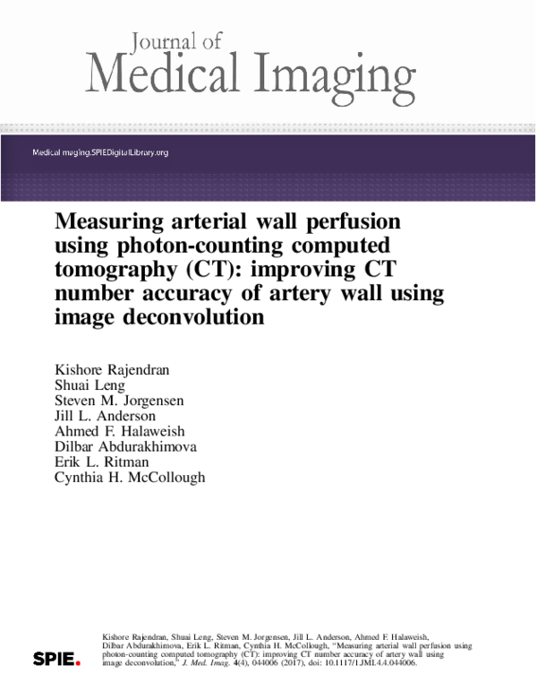 Pdf Measuring Arterial Wall Perfusion Using Photon Counting Computed Tomography Ct