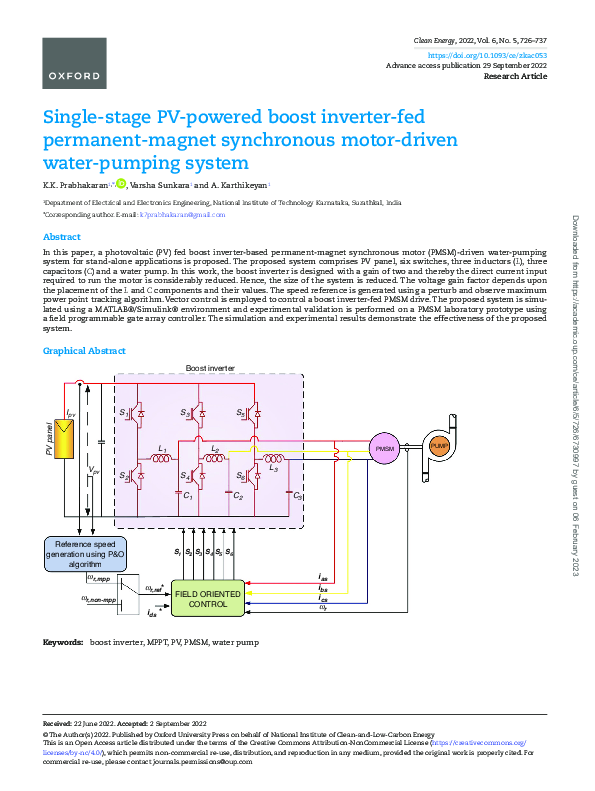 (PDF) Single-stage PV-powered boost inverter-fed permanent-magnet ...
