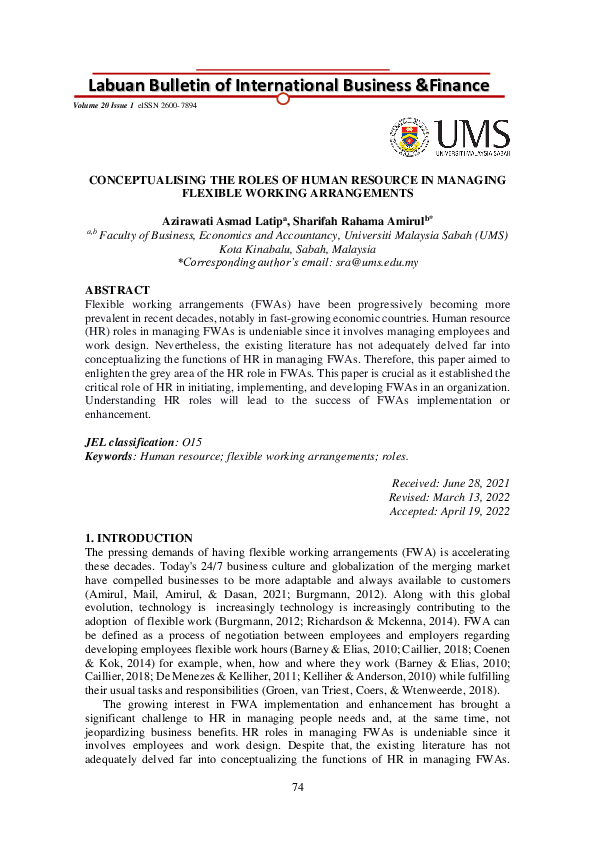 (PDF) Conceptualising the Roles of Human Resource in Managing Flexible ...