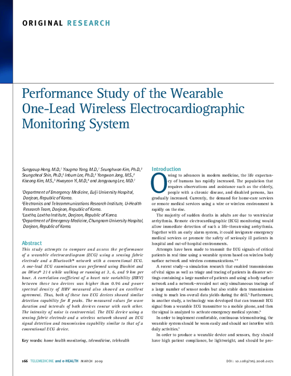 (PDF) Performance Study of the Wearable One-Lead Wireless ...