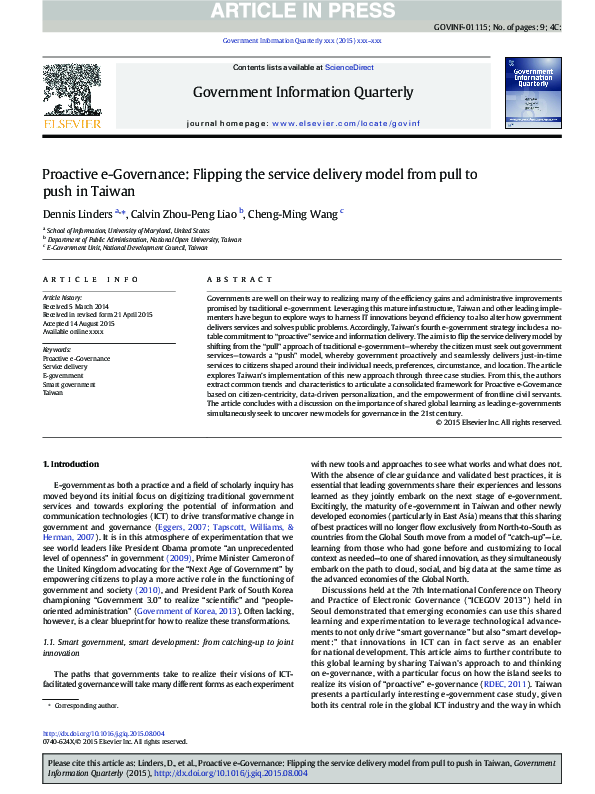 (PDF) Proactive e-Governance: Flipping the service delivery model from ...