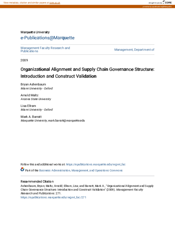 (PDF) Organizational alignment and supply chain governance structure