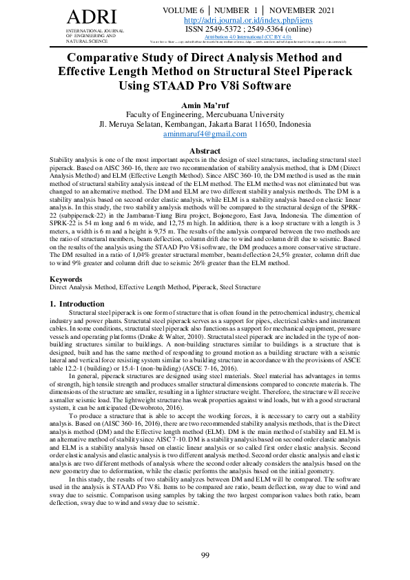 (PDF) Comparative Study of Direct Analysis Method and Effective Length ...