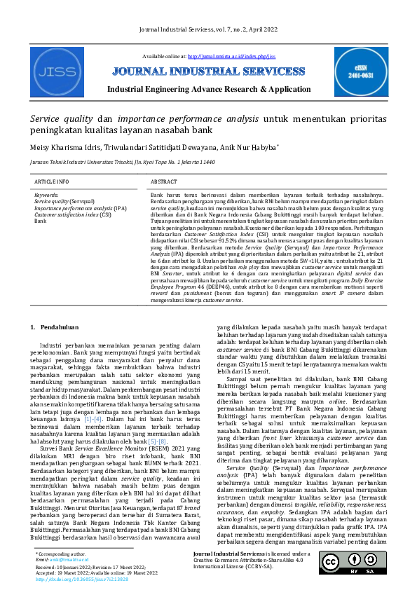 (PDF) Service quality dan importance performance analysis untuk ...