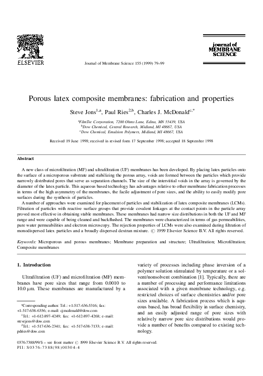 (PDF) Porous latex composite membranes: fabrication and properties