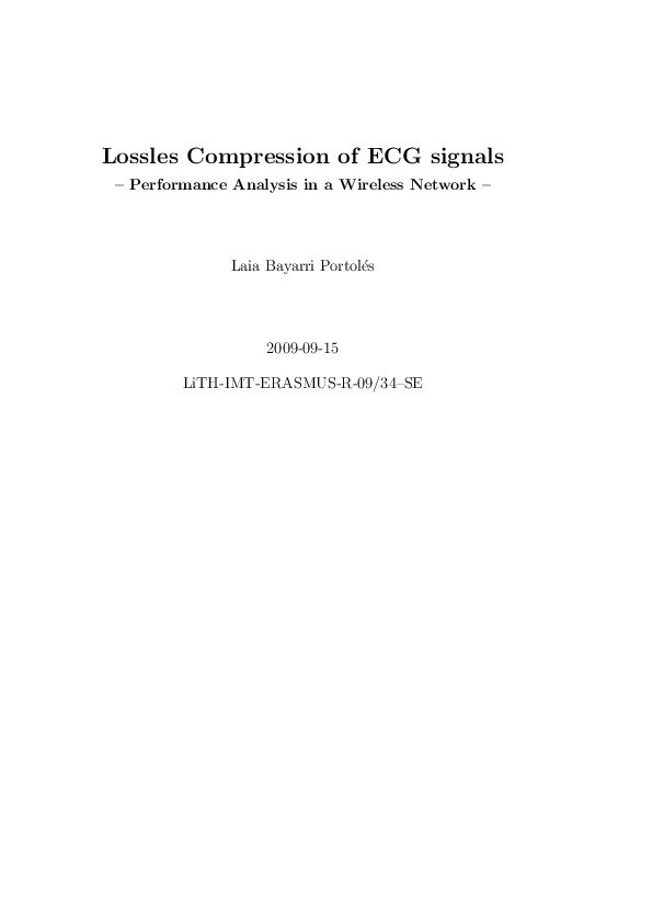(PDF) Lossless compression of ECG signals