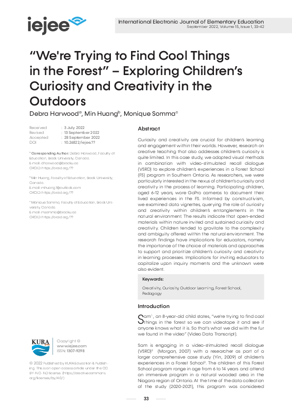 (PDF) “We re Trying to Find Cool Things in the Forest” – Exploring ...