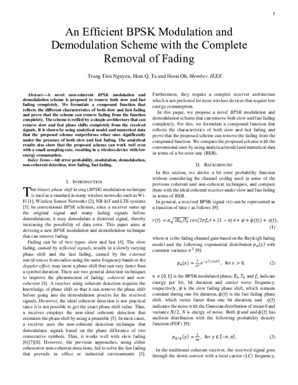 (PDF) An Efficient BPSK Modulation and Demodulation Scheme with the ...