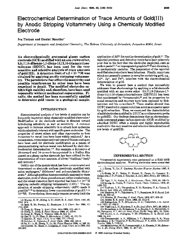 Pdf Electrochemical Determination Of Trace Amounts Of Gold Iii By Anodic Stripping