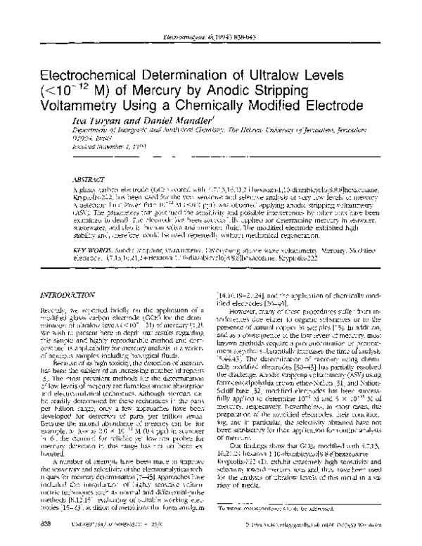 (PDF) Electrochemical determination of ultralow levels