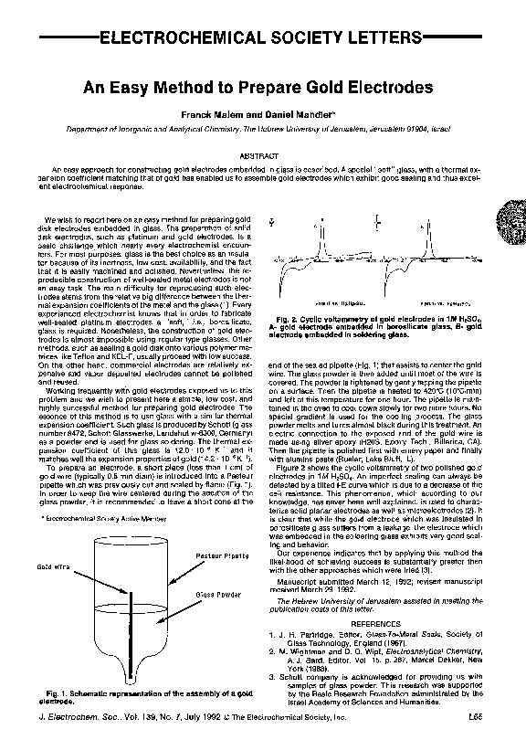 (PDF) An Easy Method to Prepare Gold Electrodes