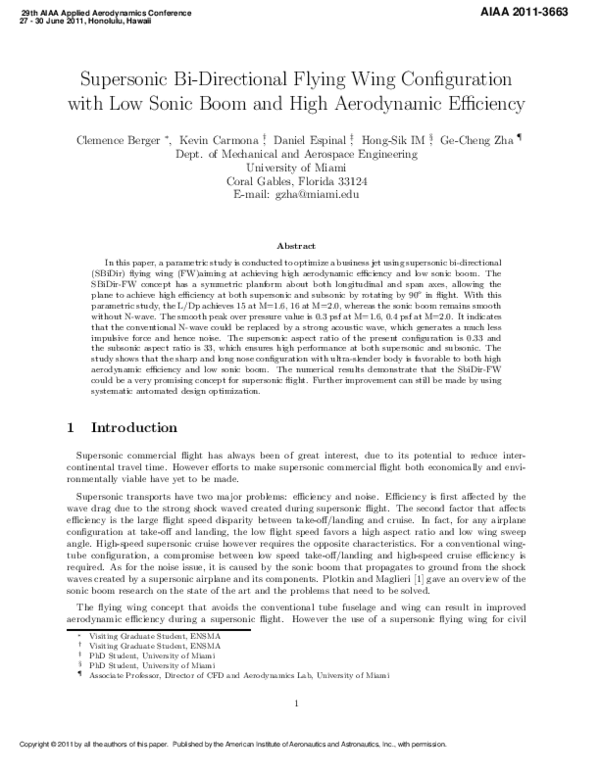 (PDF) Supersonic Bi-Directional Flying Wing Configuration with Low ...