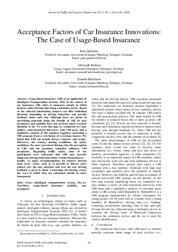 (PDF) Acceptance Factors of Car Insurance Innovations: The Case of ...