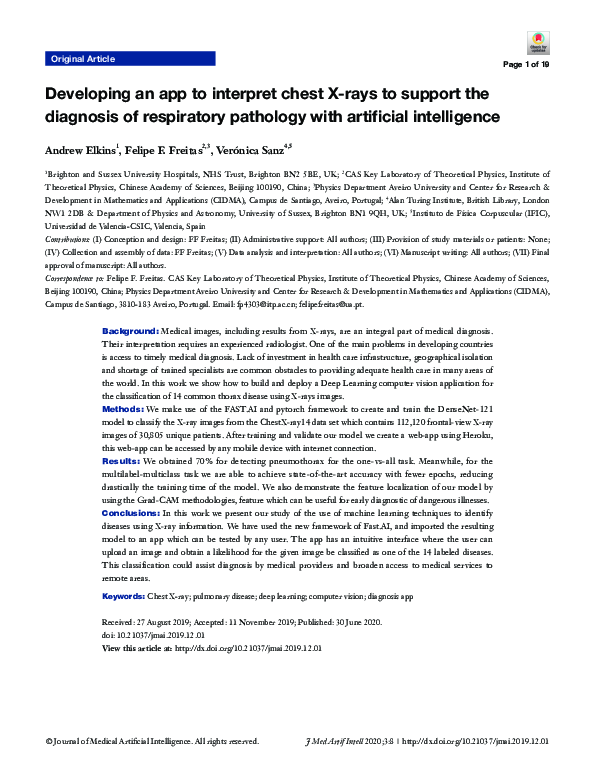 (PDF) Developing an app to interpret chest X-rays to support the diagnosis of respiratory ...