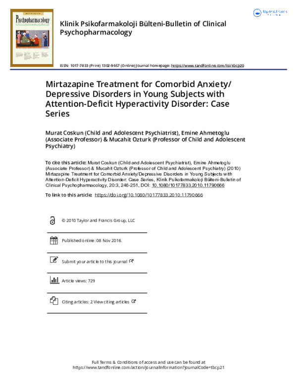 (PDF) Mirtazapine Treatment for Comorbid Anxiety/Depressive Disorders in Young Subjects with ...