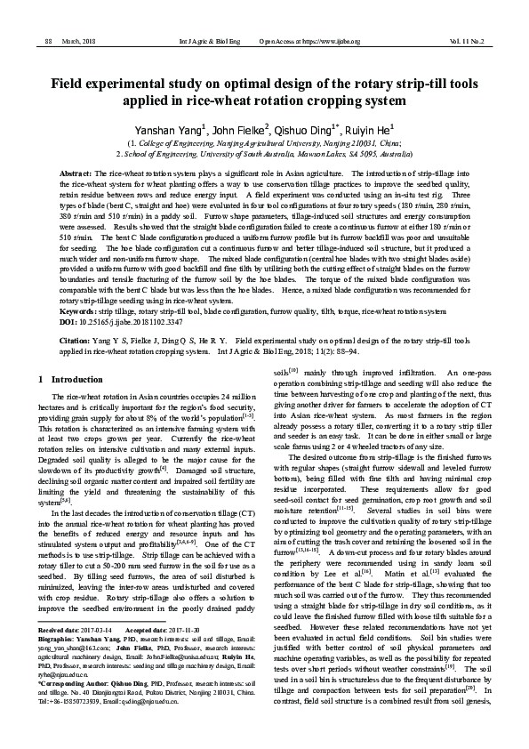 (PDF) Field experimental study on optimal design of the rotary strip ...