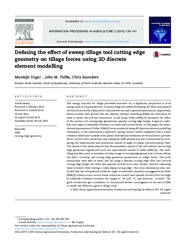 (PDF) Defining the effect of sweep tillage tool cutting edge geometry ...
