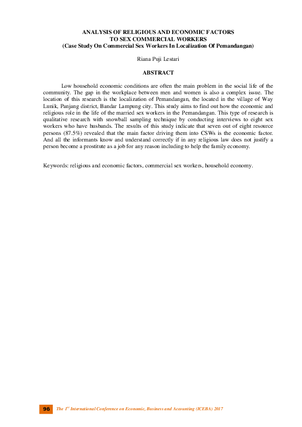Pdf Analysis Of Religious And Economic Factors To Mercial